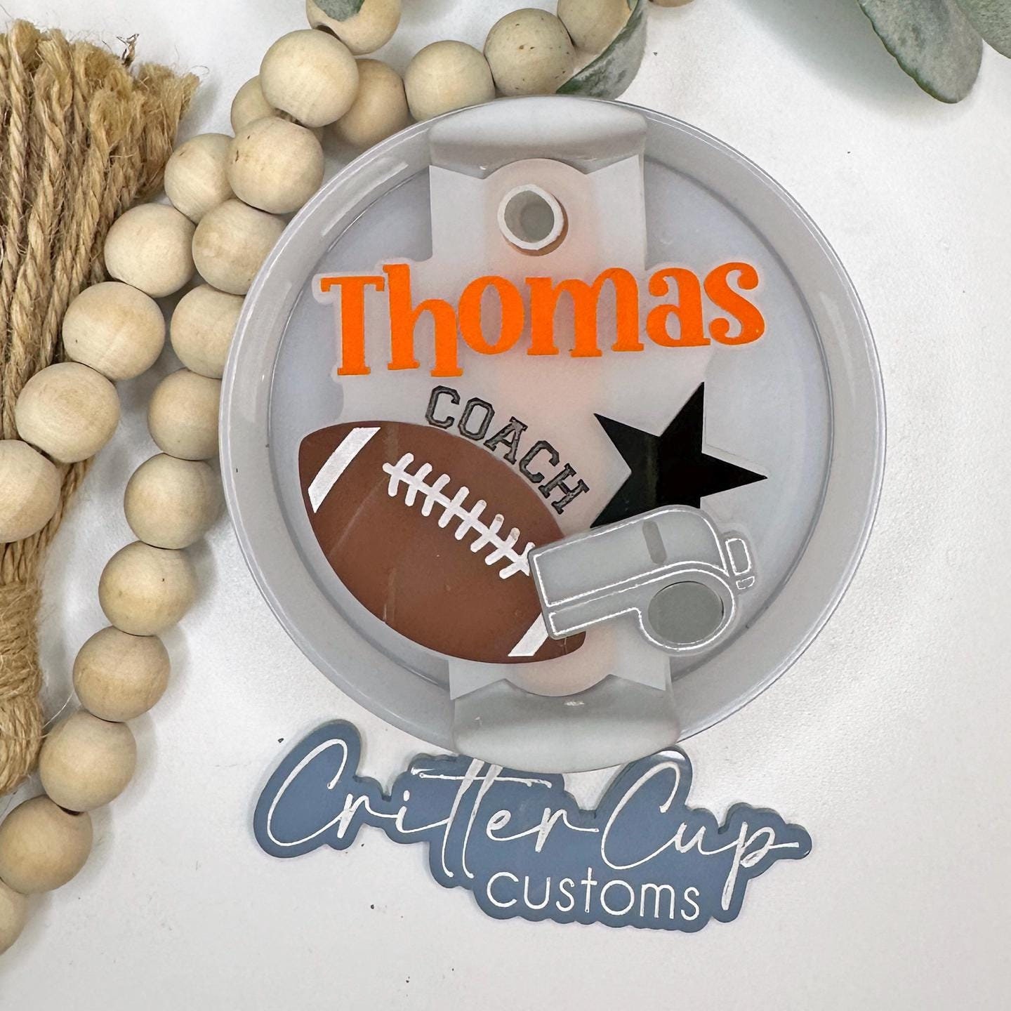 Football Coach Stanley Name Plate, 40oz Coach Name Plate, Football ...