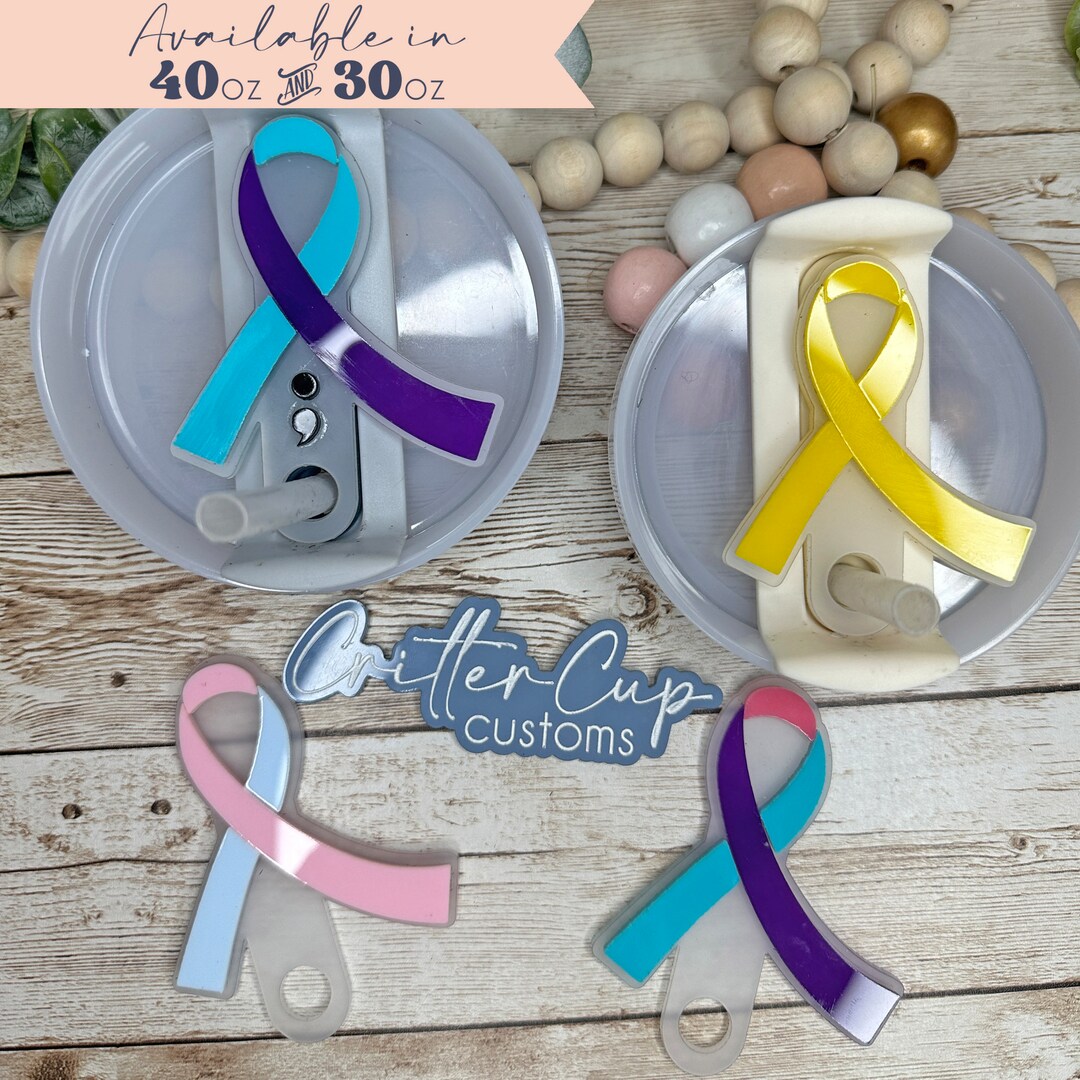 Awareness Ribbon Stanley Lid Topper, Cancer 40oz Name Plate, 30oz Name ...