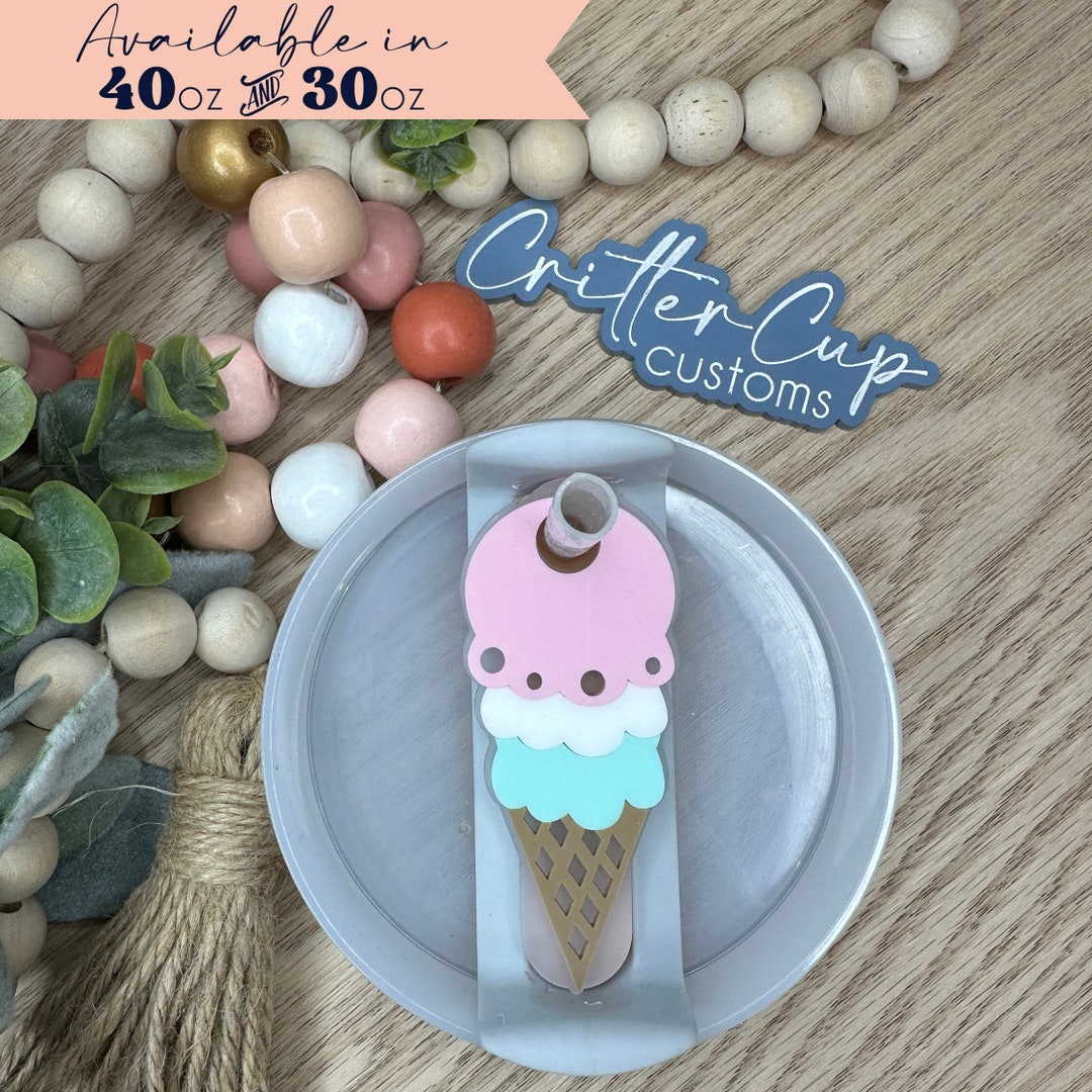 40oz Ice Cream Stanley Lid Name Plate, Ice Cream Stanley Name Plate ...