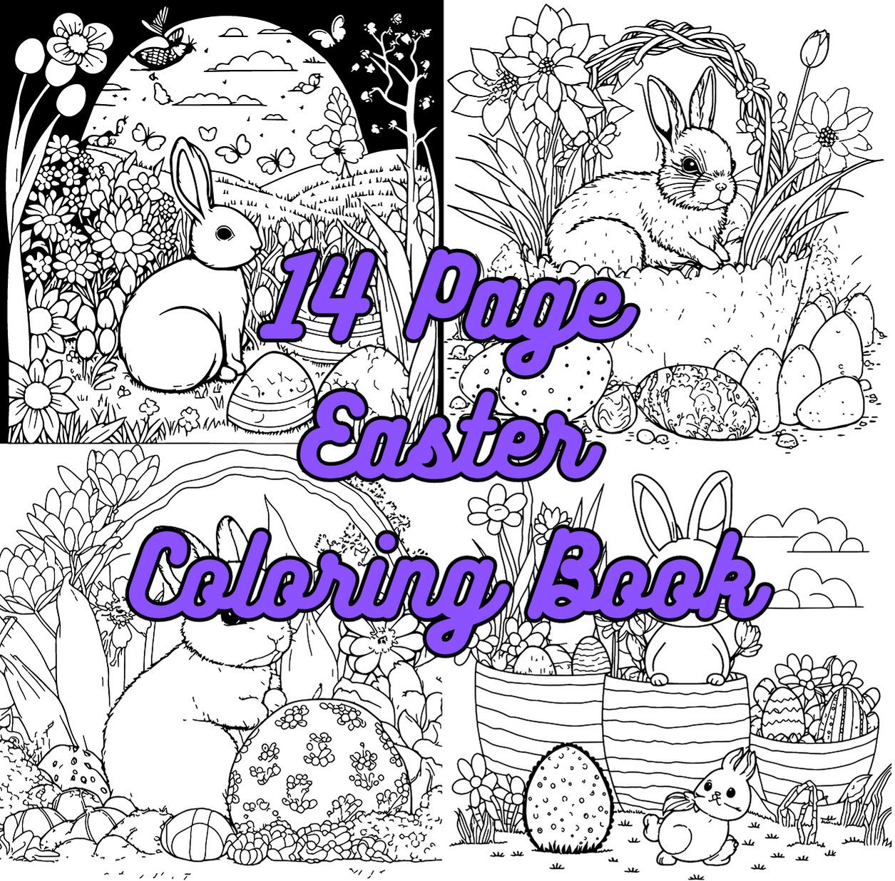 Easter Coloring Book, Easter Coloring Book PDF, Easter Bunny Coloring ...