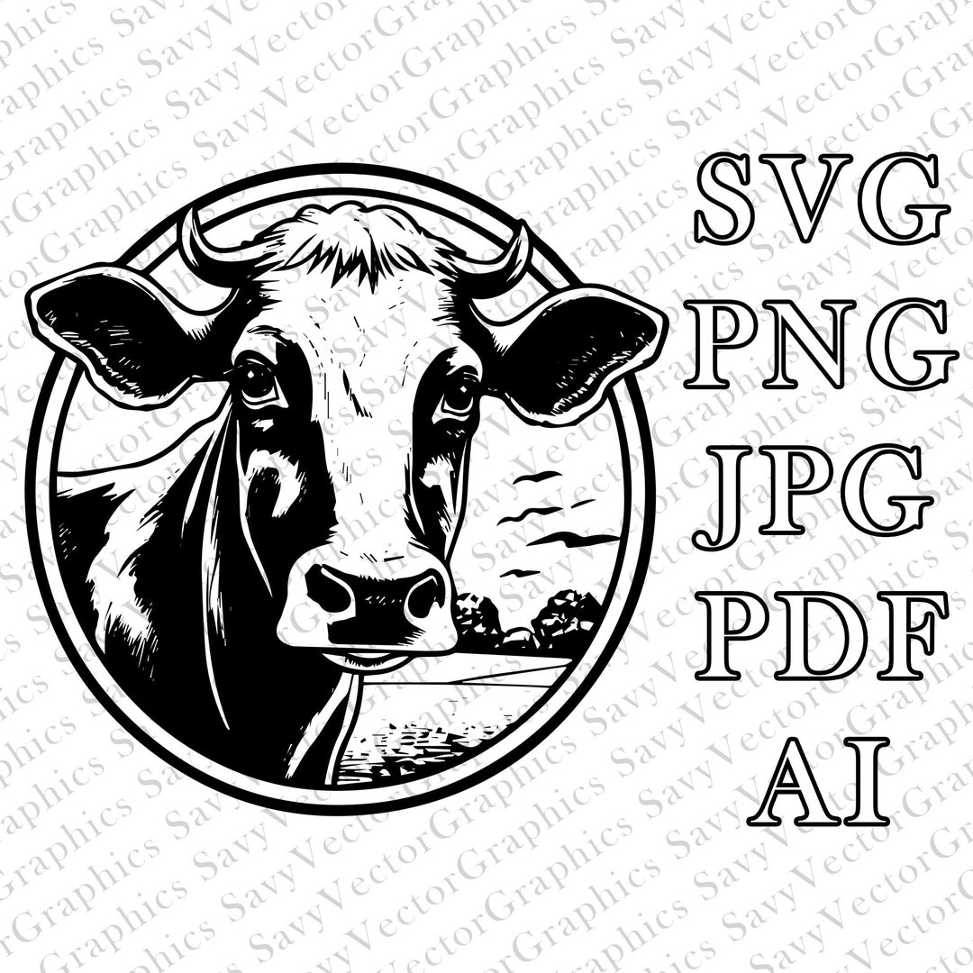 Dairy Cow, Dairy Cow Head, Cow SVG, Cow, Cut File Cricut, Xtool, Laser ...