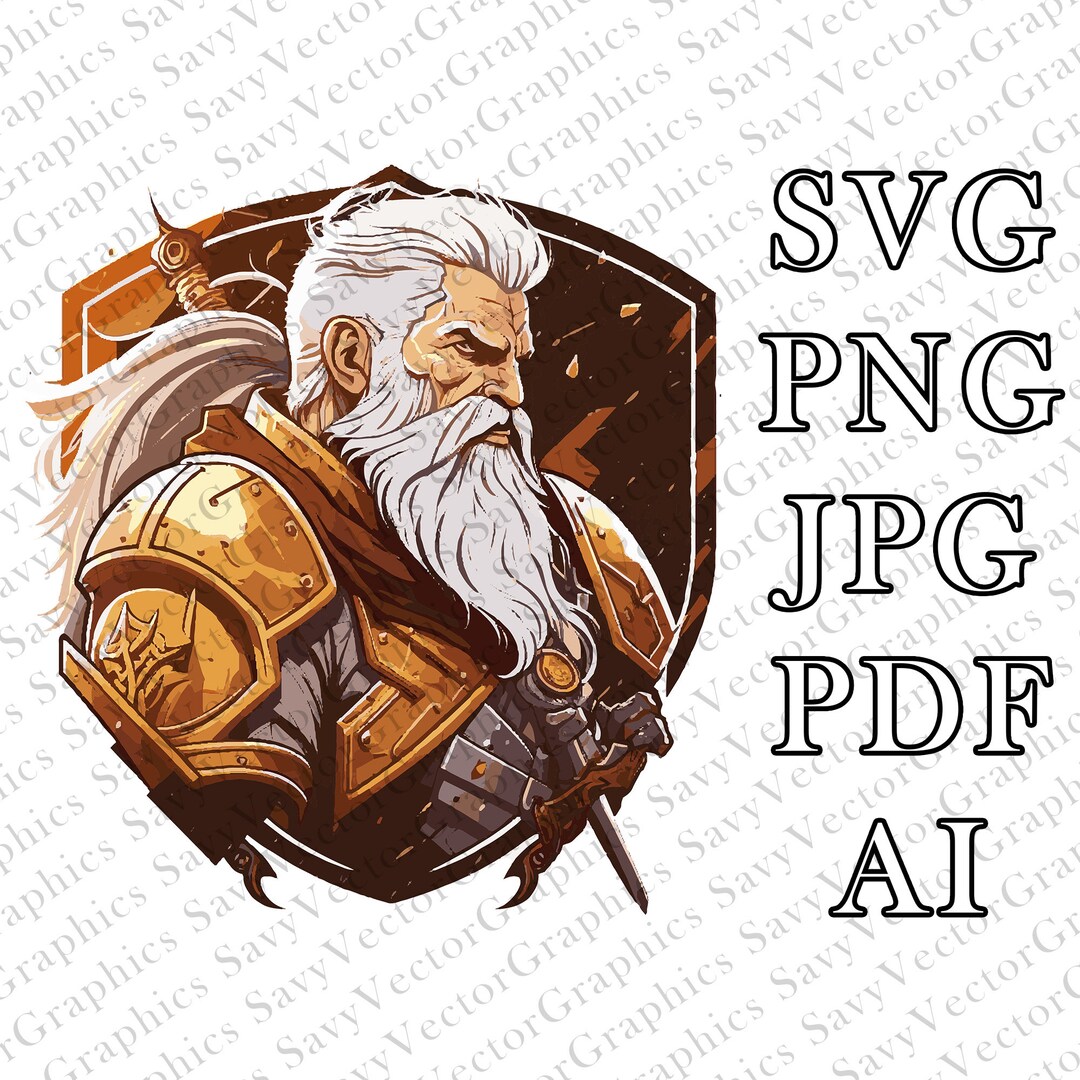 Male Paladin, Paladin, SVG, Color on White Background, D&D, Fantasy ...