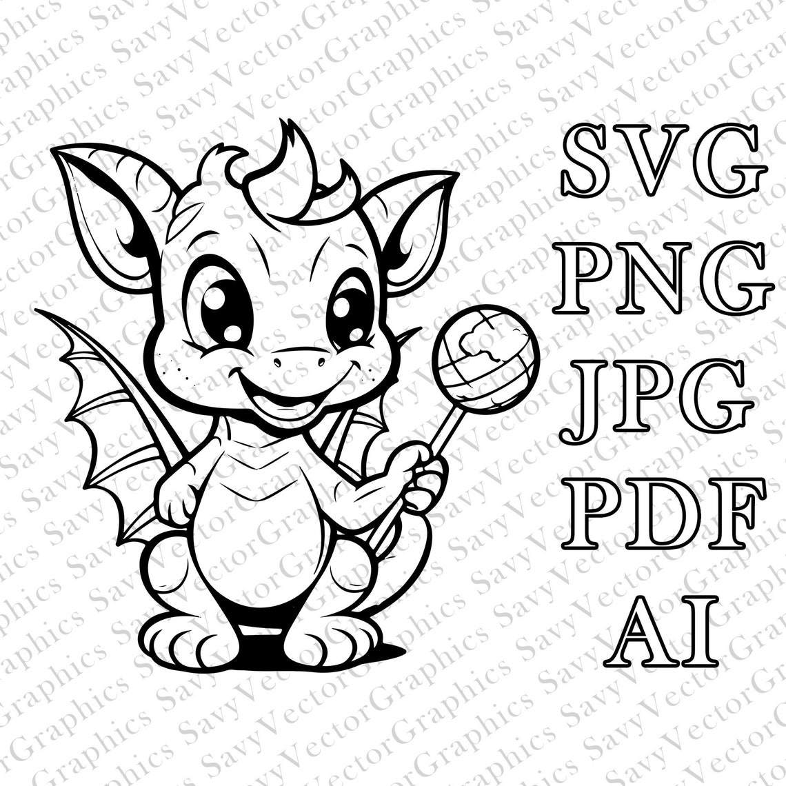 Food Dragon Lollipop SVG Cute Dragon SVG Fantasy Cut File - Etsy