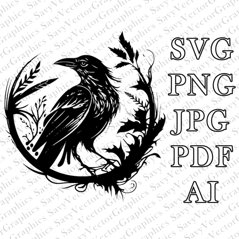 Raven Raven SVG Raven on Branch Cut File Cricut Xtool - Etsy