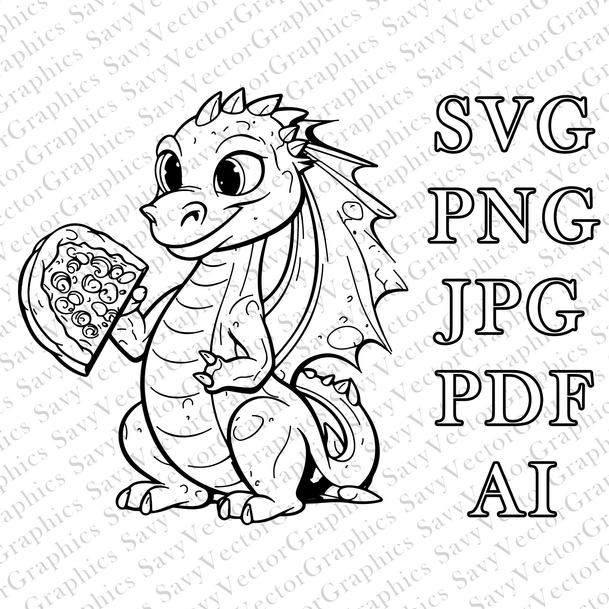 Food Dragon Pizza SVG, Cute Dragon SVG, Fantasy, Cut File Cricut, Xtool ...