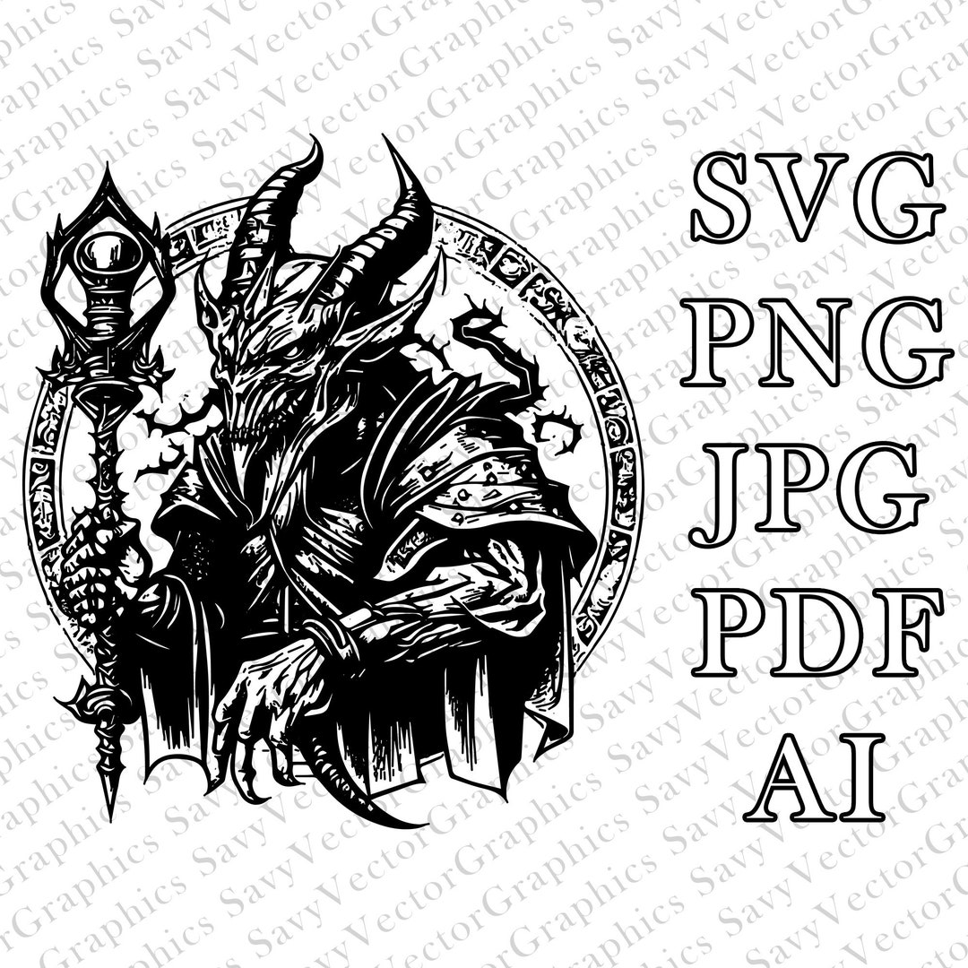 Draconic Warlock, Dragonborn, SVG, Black and White Transparent ...