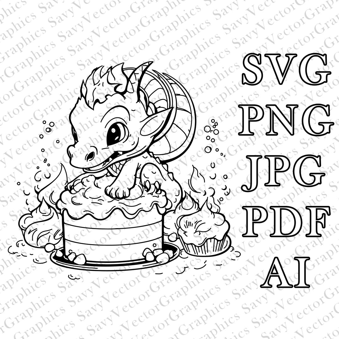 Food Dragon Cake SVG, Cute Dragon SVG, Fantasy, Cut File Cricut, Xtool ...