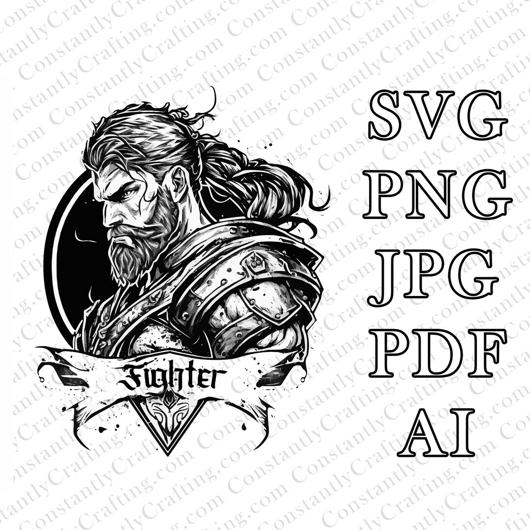 Detailed, Fighter SVG, D&D, Fantasy , Cut File Cricut, Xtool, Laser ...