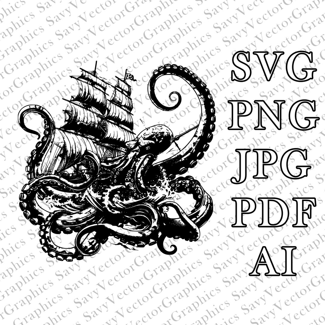 Kraken SVG, Sea Monster PNG, Kraken Vector, Cut File Cricut, File for ...