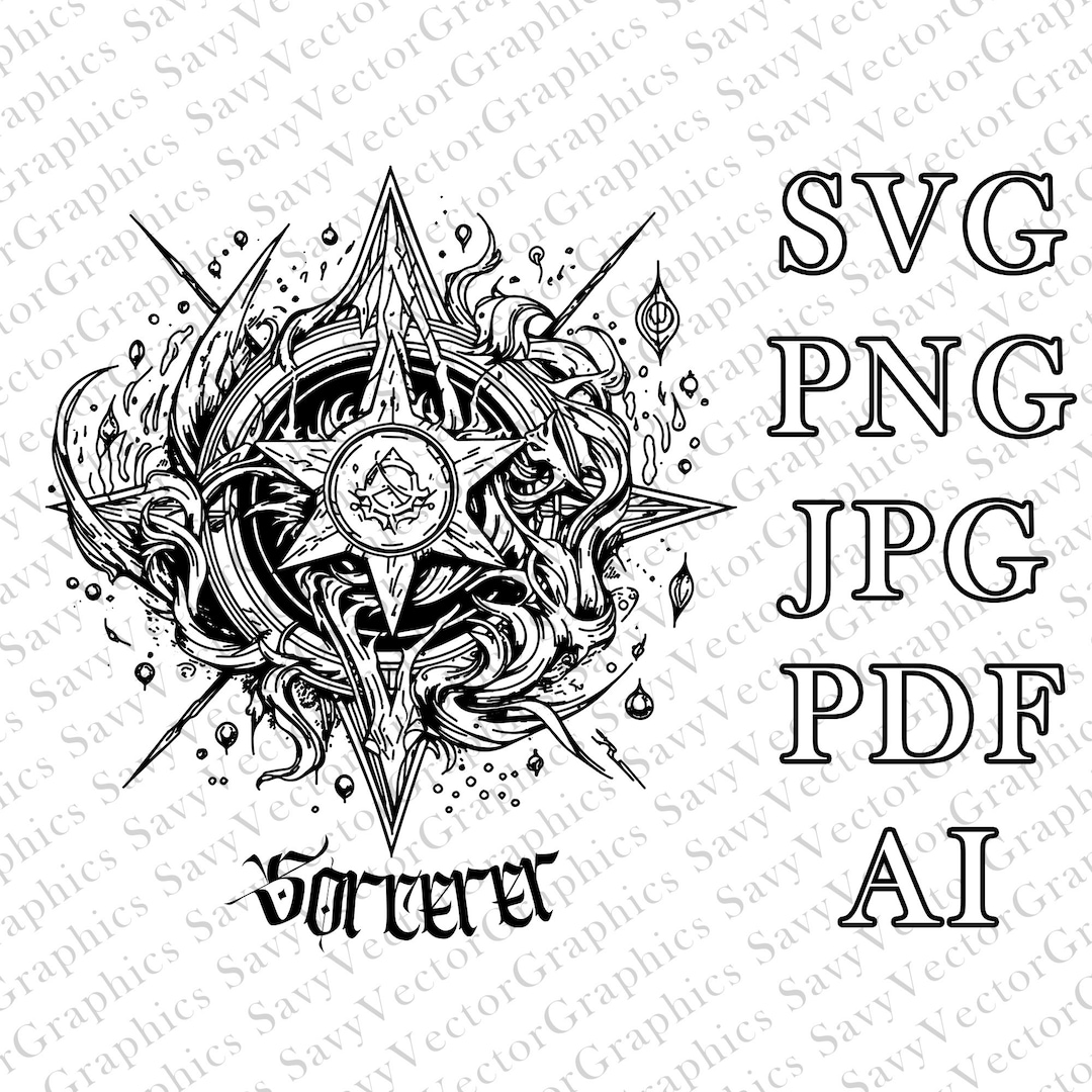 Sorcerer Emblem SVG, D&D, Fantasy, Cut File Cricut, Xtool, Laser ...