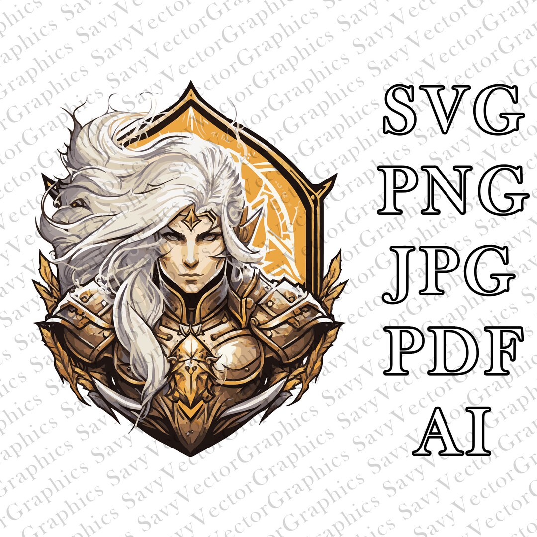 Female Paladin, Paladin, SVG, Color on White Background, D&D, Fantasy ...