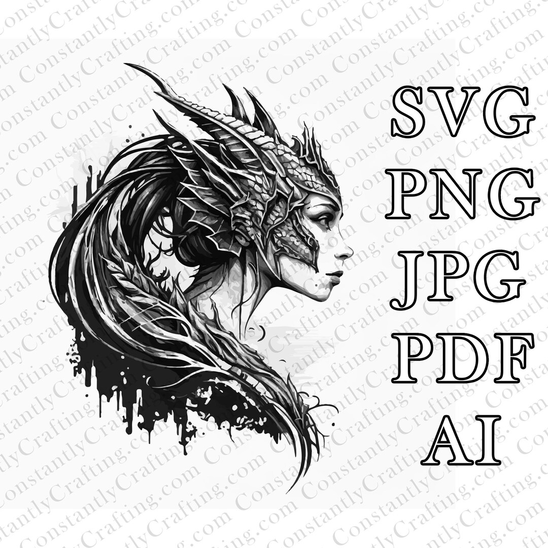 Wyrmqueen, Female Dragon SVG, Dragon SVG, D&D, Fantasy, Cut File Cricut ...