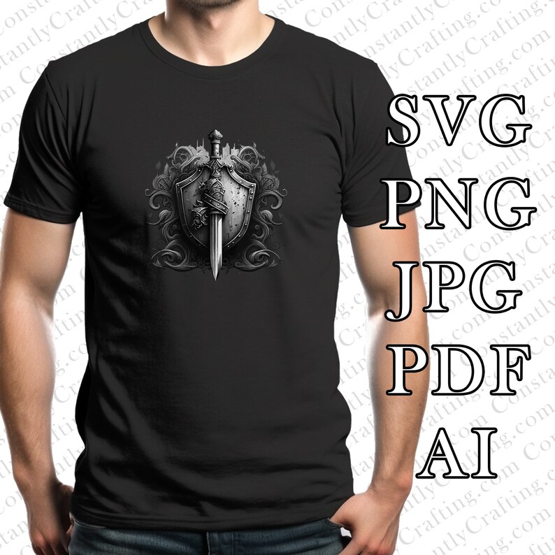 Detailed Sword and Shield SVG D&D Fantasy Cut File Cricut - Etsy