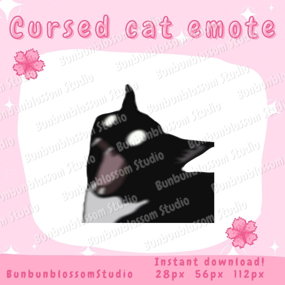 Kawaii Cute Twitch Discord Streamer Cursed Cat Emote - Etsy