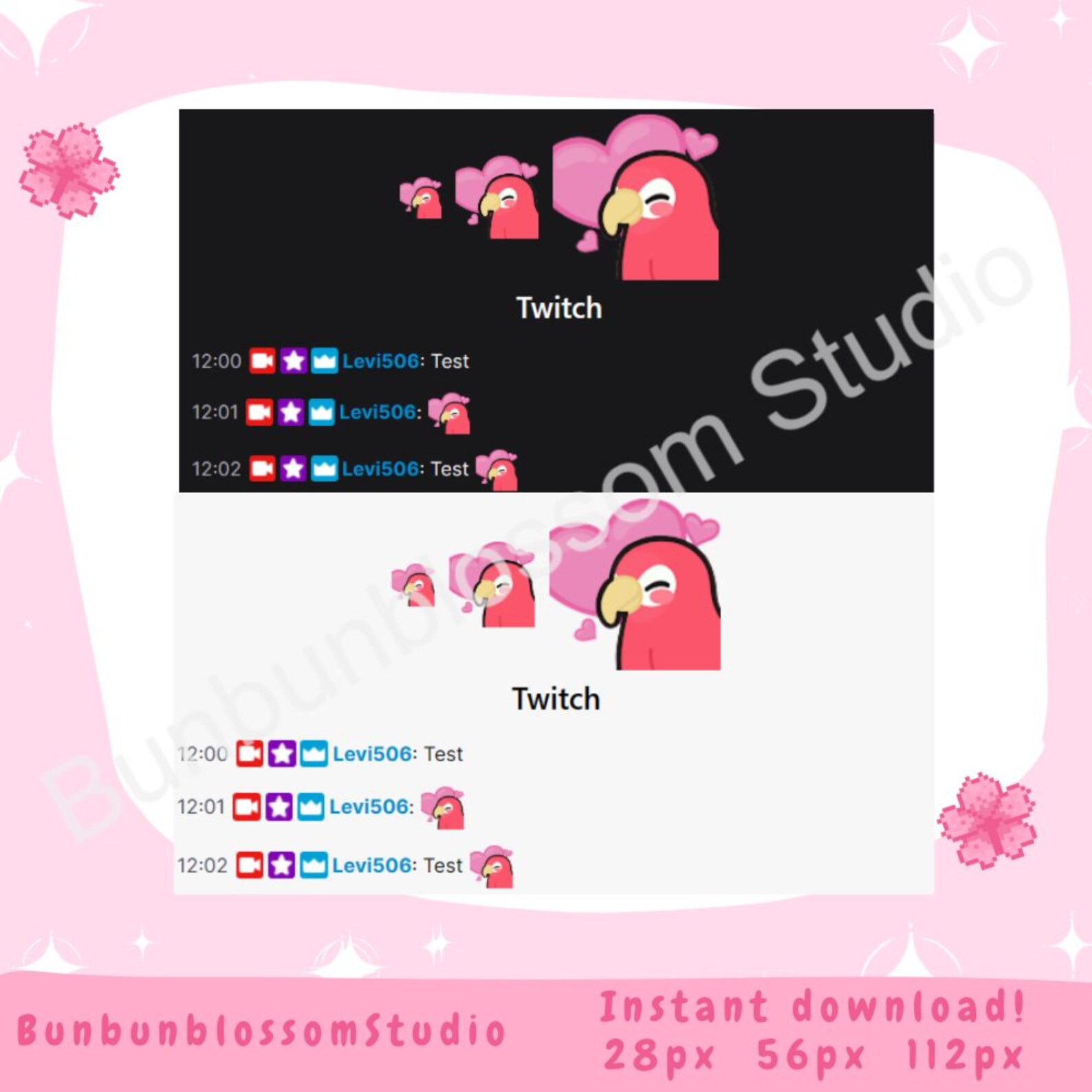 Kawaii Cute Twitch Discord Streamer Parrot Love Emote - Etsy