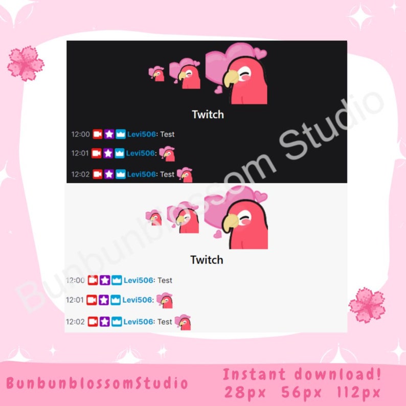 Kawaii Cute Twitch Discord Streamer Parrot Love Emote - Etsy