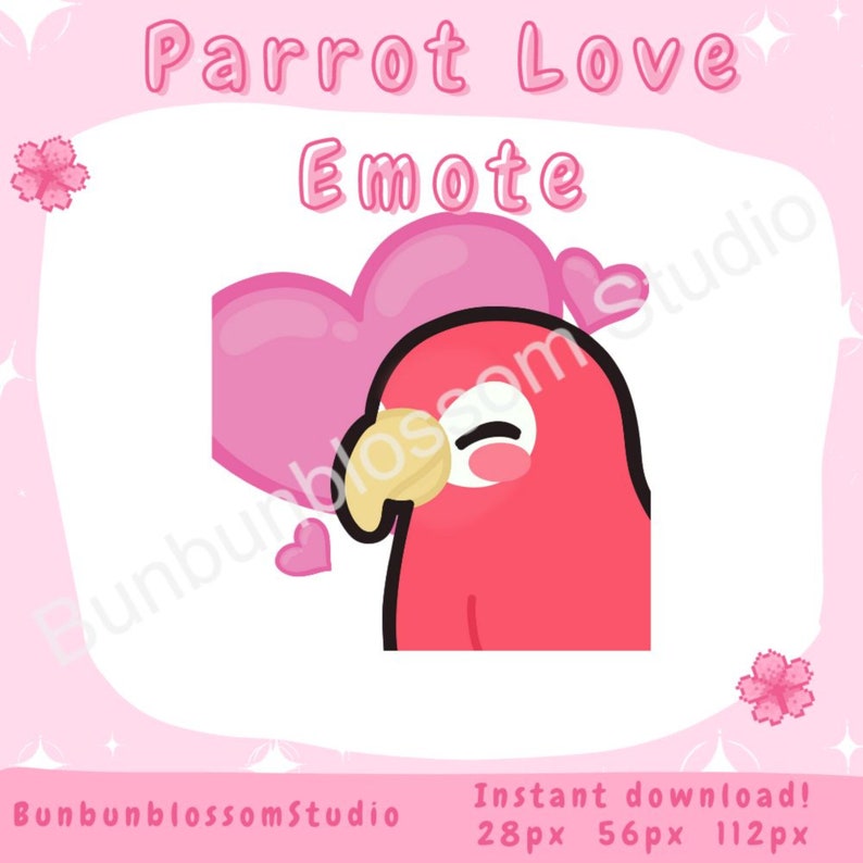 Kawaii Cute Twitch Discord Streamer Parrot Love Emote - Etsy