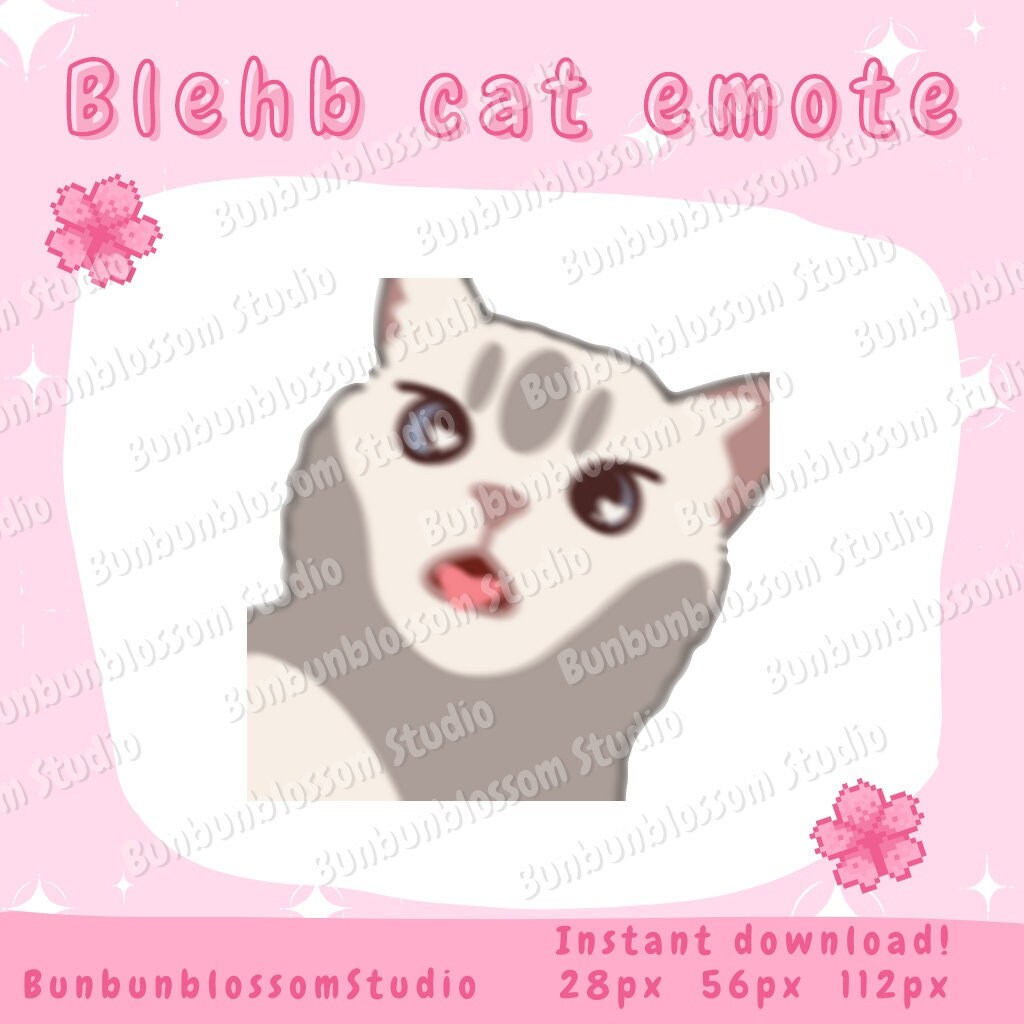 Kawaii Cute Twitch Discord Streamer Blehb Cat Emote - Etsy