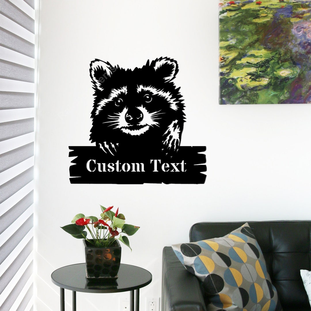 Raccoon Metal Sign Personalized, Custom Raccoon Metal Wall Art, Raccoon ...
