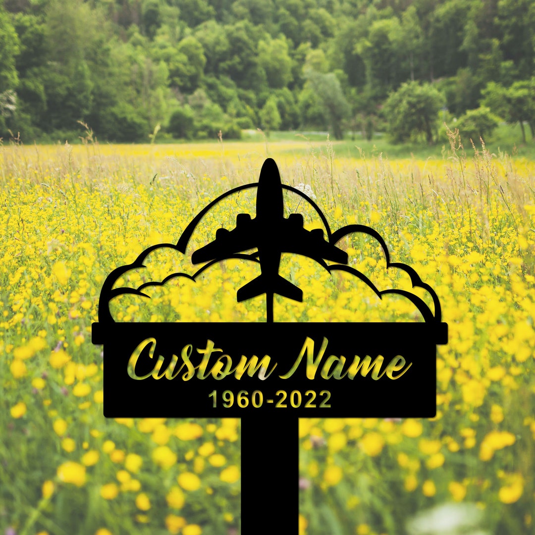 Airplane Pilot Memorial Stake Personalized, Pilot Memorial Gift ...