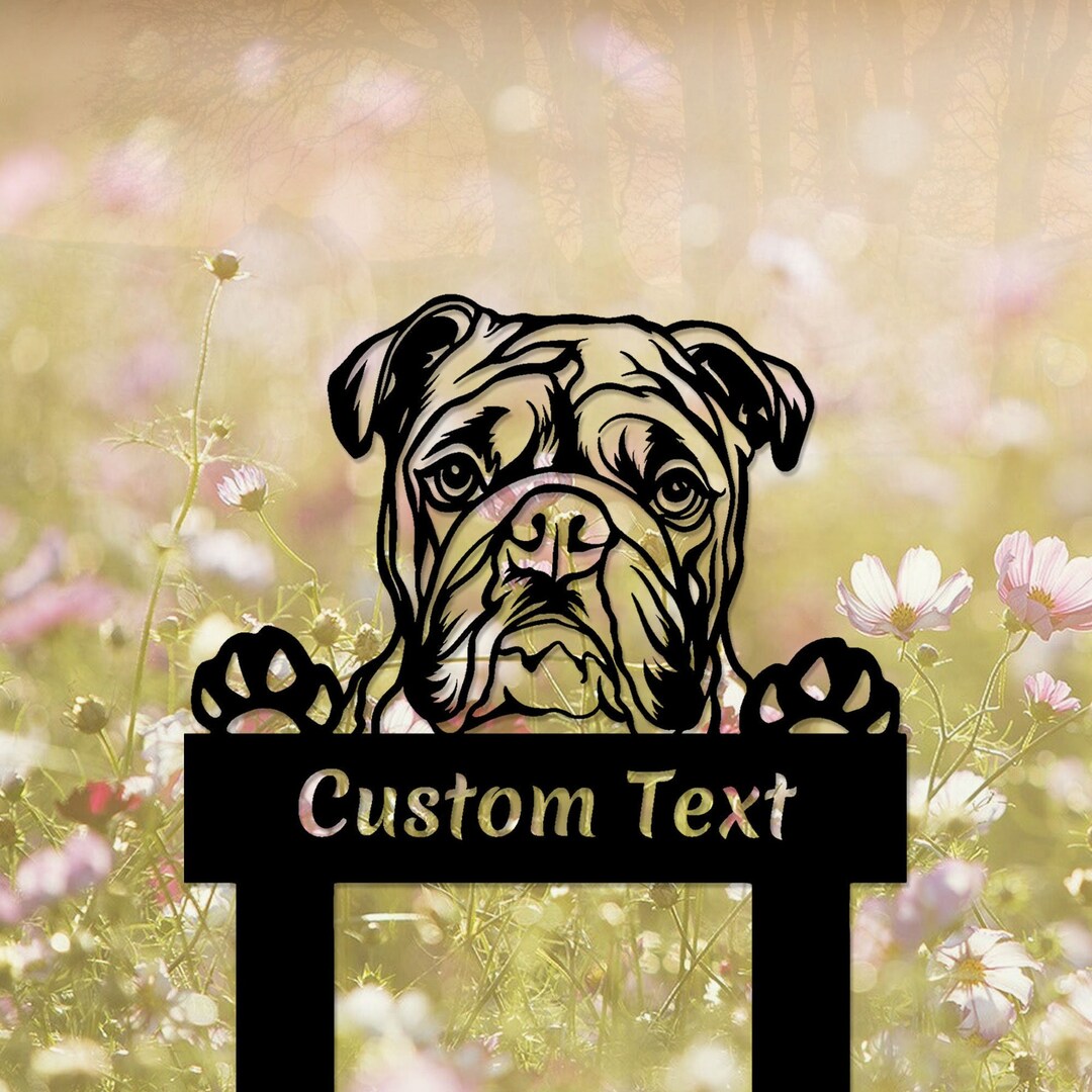 Custom British Bulldog Metal Dog Stake, Pet Memorial Garden Sign - Etsy