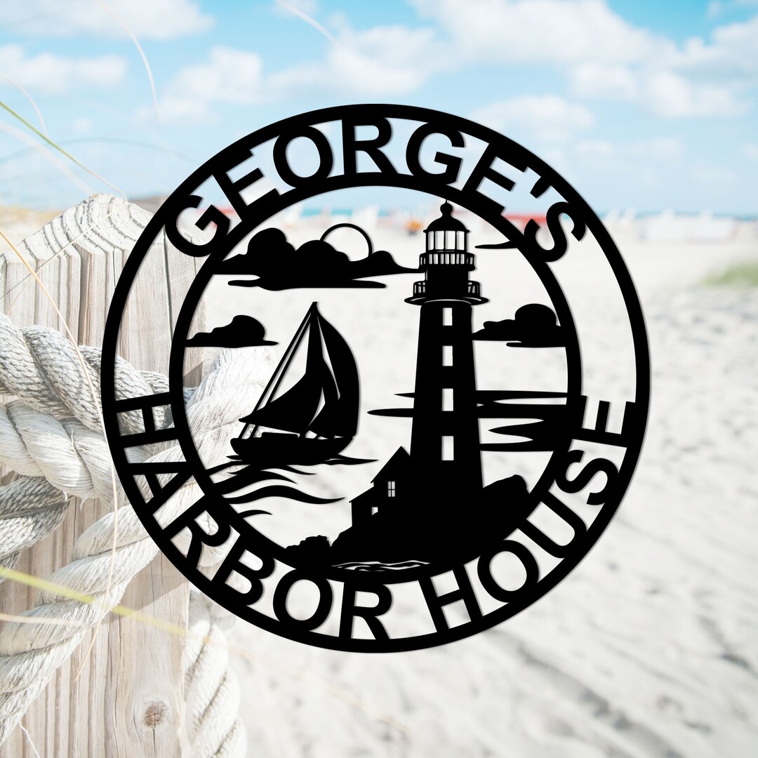 Personalized Lighthouse Metal Sign: Beach House Decor, Harbor Theme - Etsy