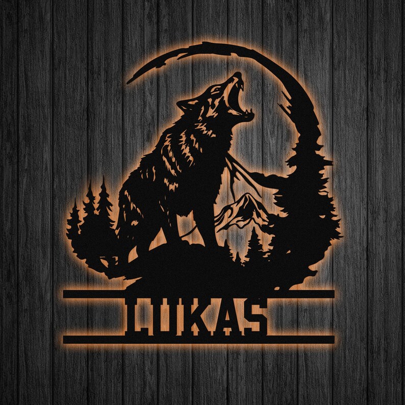 Custom Howling Wolf Metal Wall Art: Personalized Wildlife Sign - Etsy