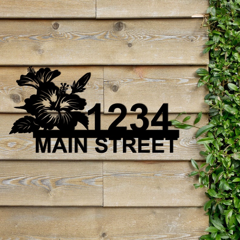 Hibiscus Metal Address Sign, Custom House Number, Housewarming Gift - Etsy