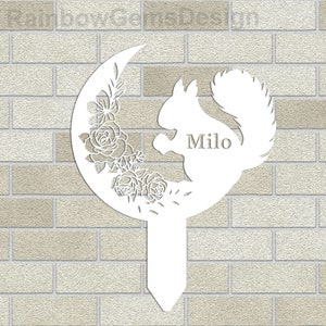 Squirrel Memorial Stake Personalized, Squirrel Grave Marker, Garden ...