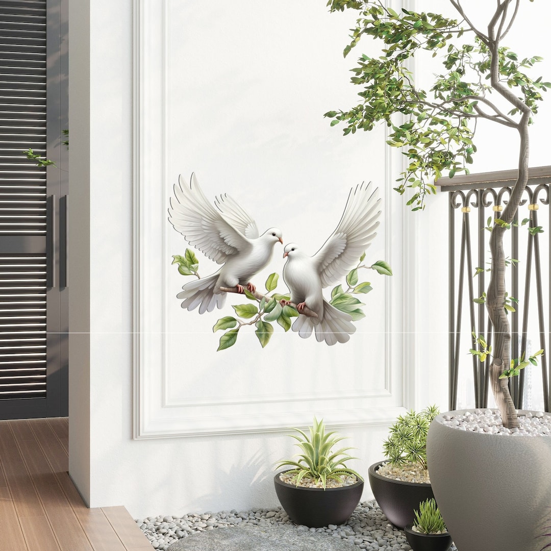 White Doves Metal Sign,a Pair of Doves Metal Wall Art, White Doves Wall ...