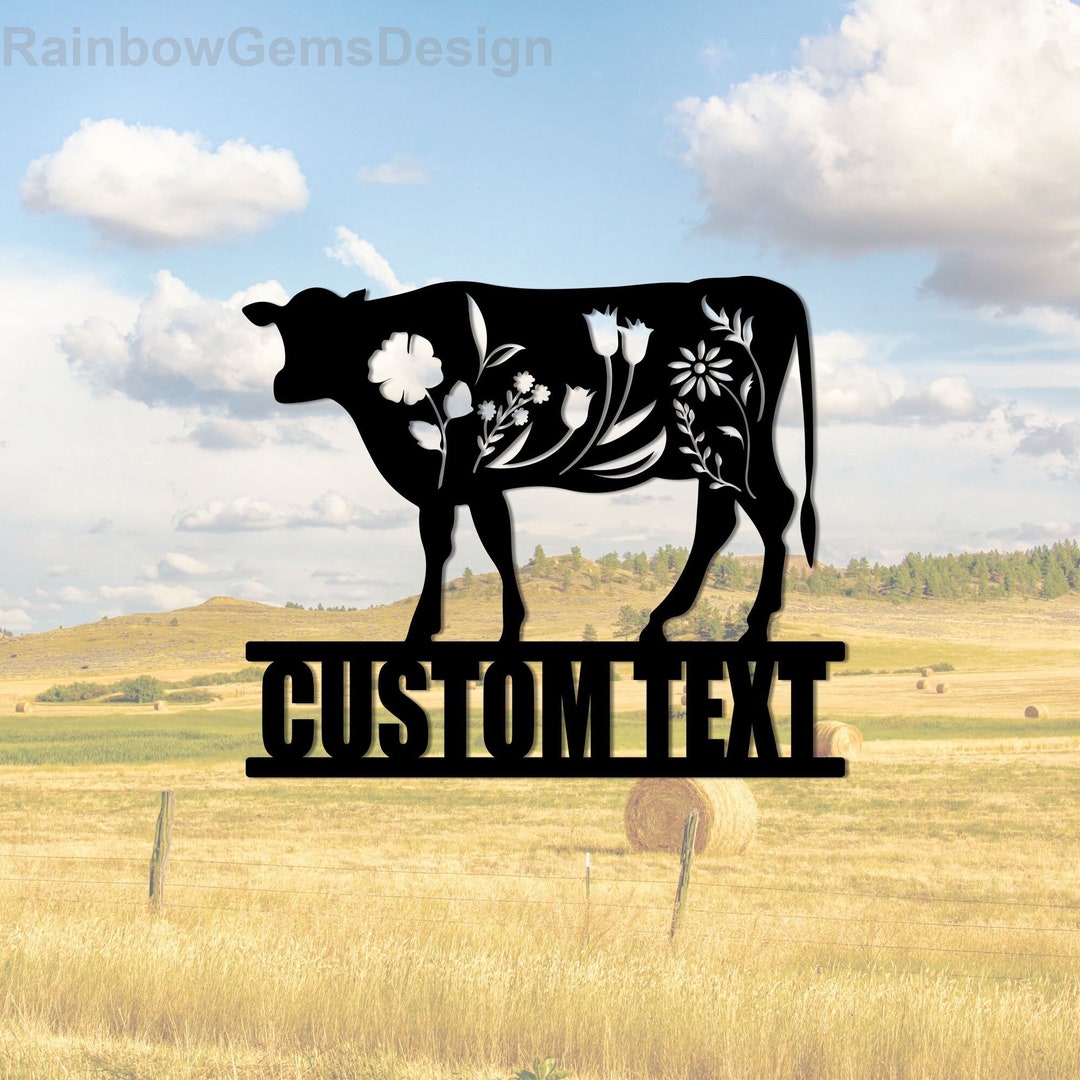 Cow Metal Sign Personalized, Cow Metal Wall Art, Cow Farmhouse Sign ...