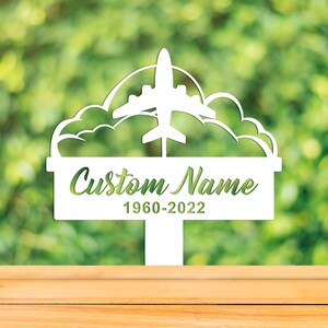 Airplane Pilot Memorial Stake Personalized, Pilot Memorial Gift ...