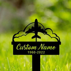 Airplane Pilot Memorial Stake Personalized, Pilot Memorial Gift ...