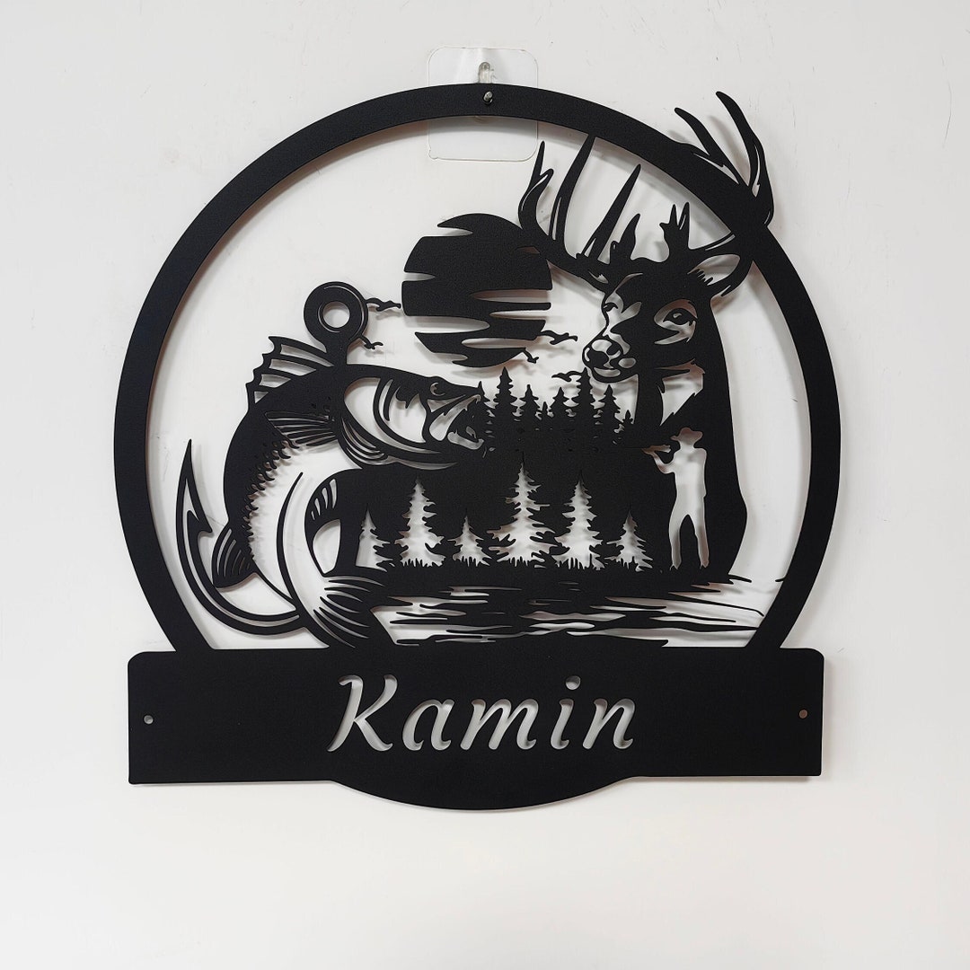 Deer Fishing Hunting Metal Wall Art Deer Hunting Metal Sign ...