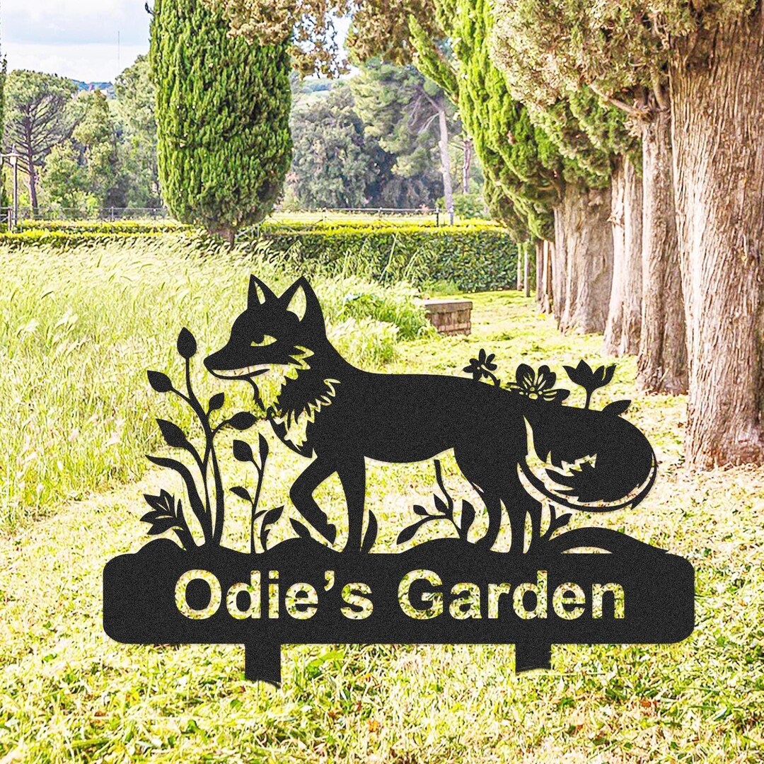 Personalized Fox Garden Stake, Custom Fox Address Sign, Fox Metal Sign ...