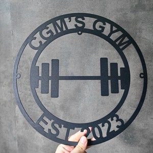 Gym Metal Sign Personalized Powerlifting Sport Metal Wall Art Gym Name ...