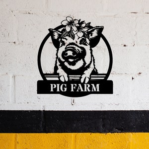 Metal Pig Sign Pig Farm Sign Personalized Pig Metal Wall Art Pig Metal ...