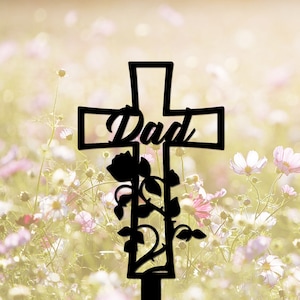 Metal Memorial Cross Stake Personalized, Grave Marker, Memorial Stake ...