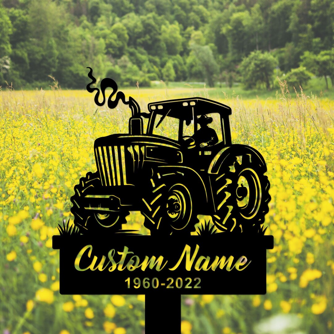 Personalized Farmer Tractor Memorial Stake - Garden Grave Marker - Etsy