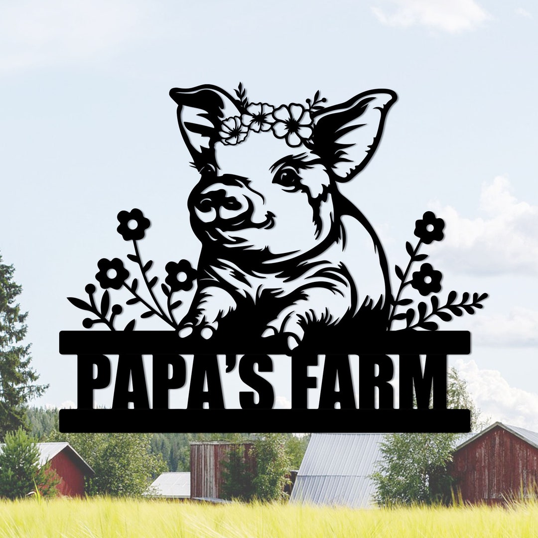 Metal Pig Sign Pig Farm Sign Personalized Pig Metal Wall Art Pig Metal ...