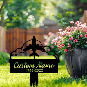 Airplane Pilot Memorial Stake Personalized, Pilot Memorial Gift ...