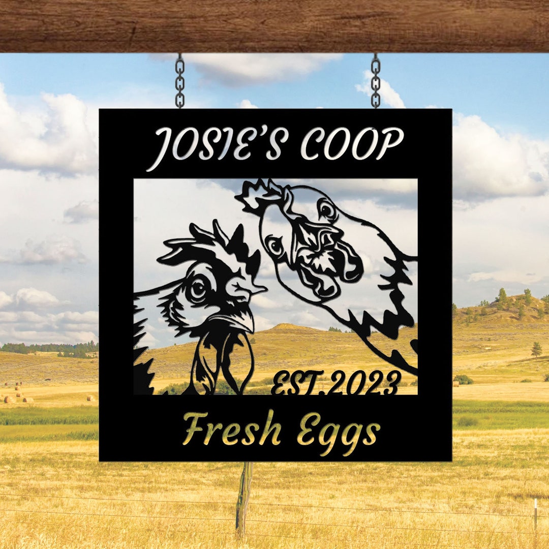 Chicken Coop Sign Personalized, Chicken Farm Metal Wall Art, Chicken ...