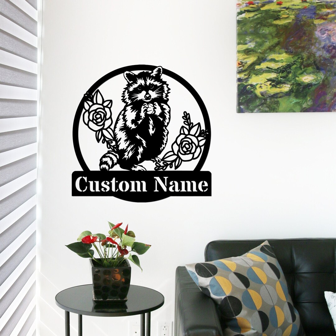 Raccoon Metal Sign Personalized, Custom Raccoon Metal Wall Art, Raccoon ...
