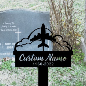Airplane Pilot Memorial Stake Personalized, Pilot Memorial Gift ...