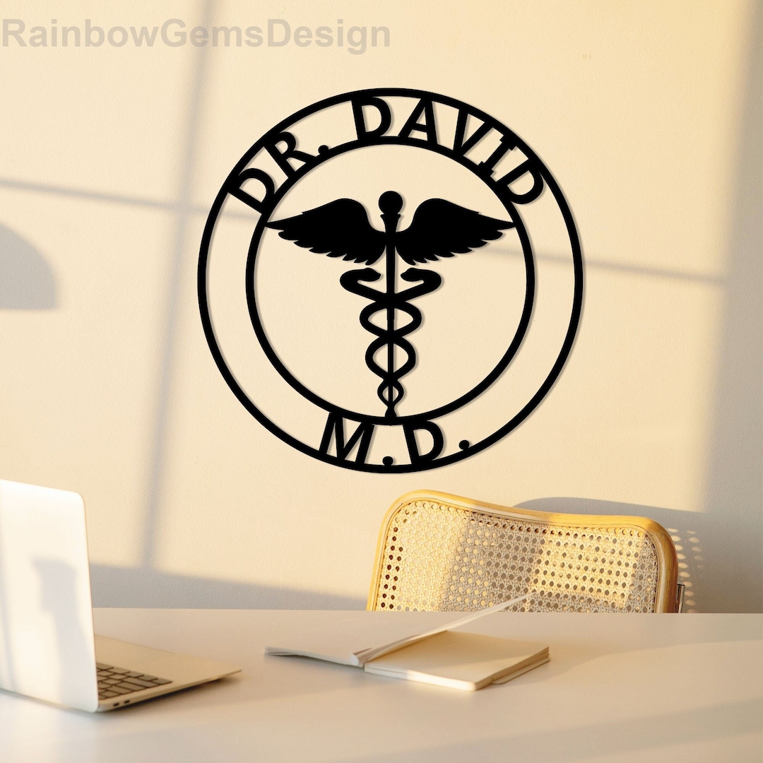 Personalized Metal Doctor Sign, Custom Medical Symbol Caduceus Sign ...