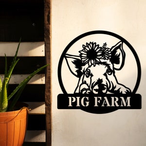 Metal Pig Sign Pig Farm Sign Personalized Pig Metal Wall Art Pig Metal ...