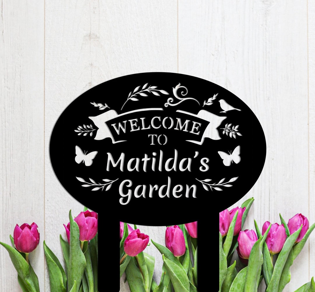Metal Garden Sign With Stakes, Garden Stake Sign Personalized, Garden ...