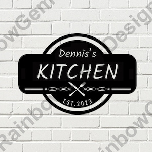 Metal Personalized Kitchen Signs Wall Decor Kitchen Name Sign Custom ...