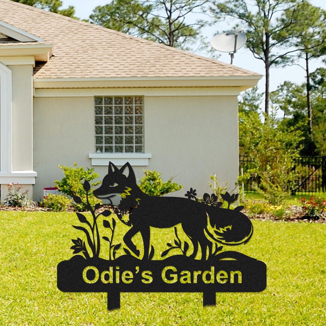 Personalized Fox Garden Stake, Custom Fox Address Sign, Fox Metal Sign ...