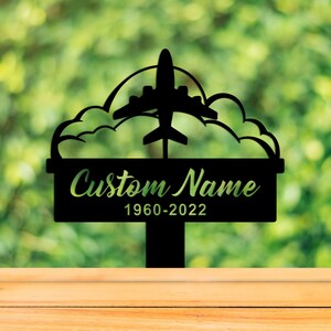 Airplane Pilot Memorial Stake Personalized, Pilot Memorial Gift ...